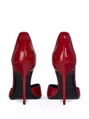 Balmain Patent Leather Stilettos With Chain Detailing - Red