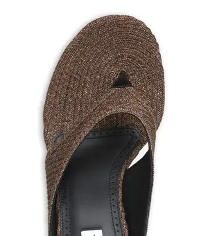 Alaïa Straw Woven Wedge Sandals - Brown
