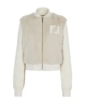 Fendi Mink Fur And Lambskin Quilted Bomber Jacket - White