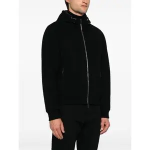 MOORER Long-sleeved Zip-up Hooded Casual Jacket - Black