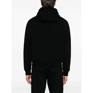 MOORER Long-sleeved Zip-up Hooded Casual Jacket - Black