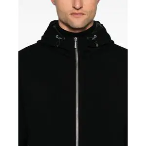 MOORER Long-sleeved Zip-up Hooded Casual Jacket - Black