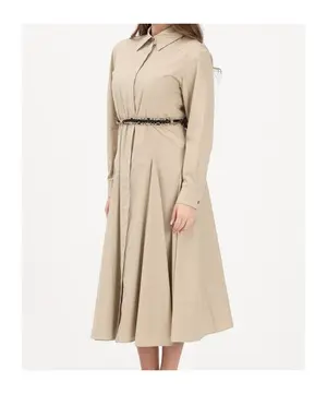 Max Mara Mstaffetto Belted Midi Dress - Beige