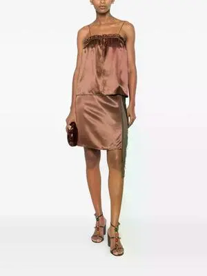 THE NINA STUDIO Ruffled Trim Spaghetti Strap Top