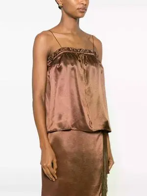 THE NINA STUDIO Ruffled Trim Spaghetti Strap Top