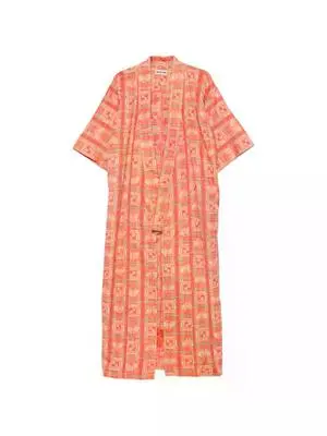 A.N.G.E.L.O. VINTAGE CULT Check-pattern Floral-appliqué Kimono - Orange