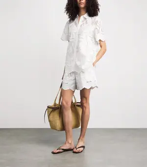 Erdem Crochet Cutwork Short-sleeve Shirt - Ivory