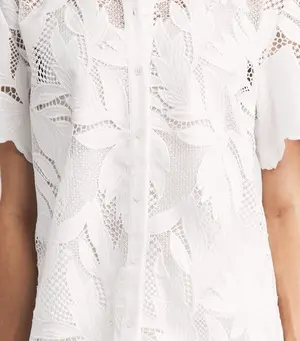 Erdem Crochet Cutwork Short-sleeve Shirt - Ivory