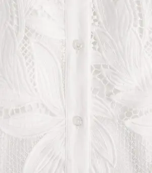 Erdem Crochet Cutwork Short-sleeve Shirt - Ivory