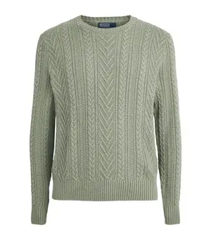 Polo Ralph Lauren Cotton-linen Aran-knit Sweater - Green