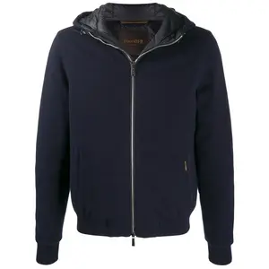 MOORER Long-sleeved Zip-up Hooded Casual Jacket - Black