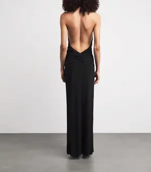 Cult Gaia Plunge Neck Chii Maxi Dress With Gold-tone Hardware - Black