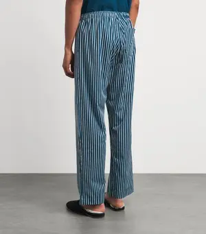 Derek Rose Cotton Stripe Royal Lounge Trousers