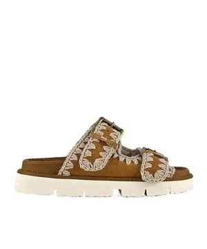Mou Mou Bio Sandals With Crochet Detailing Nude