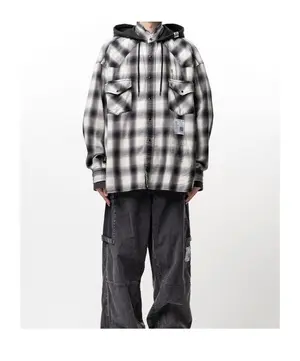 Mihara Yasuhiro Hooded Checkered Shirt - White