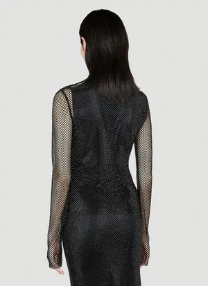 Sportmax Rhinestone Embellished Mesh Top