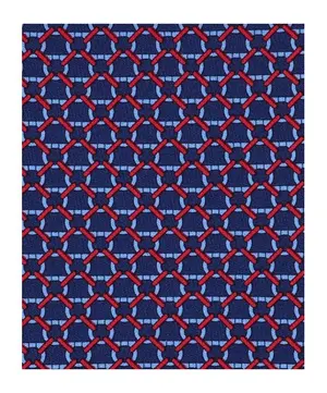 FERRAGAMO Link Print Silk Neck Tie - Navy/red