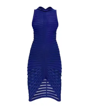 Alaïa Ribbed High Neck Sleeveless Dress