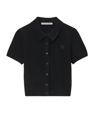 Alexander Wang Logo Embroidered Cropped Polo Shirt
