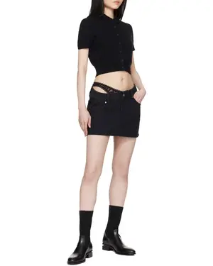 Alexander Wang Logo Embroidered Cropped Polo Shirt