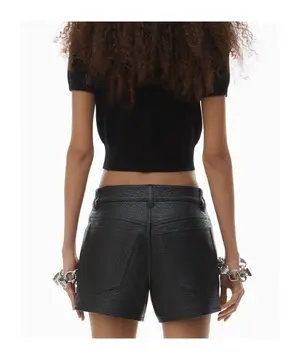 Alexander Wang Logo Embroidered Cropped Polo Shirt