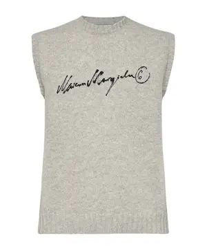 MAISON MARGIELA Logo-print Knitted Sweater - Light Gray