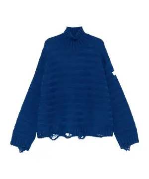 MAISON MARGIELA Distressed Ribbed Knit High Neck Sweater