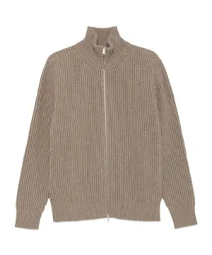 MAISON MARGIELA Ribbed-knit Zip-up Sweater - Taupe