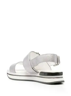 Hogan Leather Slingback Sandals With Buckle Detail