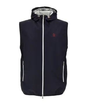 Brunello Cucinelli Sleeveless Zip-up Vest With Embroidered Logo