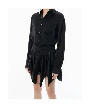 Alexander Wang Button-up Shirt Dress With Embroidered Logo Pocket