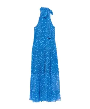 Rixo Sleeveless Polka Dot Maxi Dress With Tie Neckline