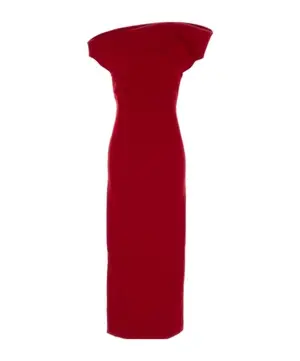 Magda Butrym Asymmetric Off-shoulder Midi Dress - Red