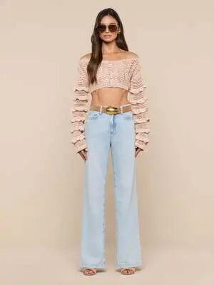 L'Agence Fey Crocheted Off-shoulder Top With Ruffle Accents