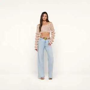 L'AGENCE Fey Crocheted Off-shoulder Top With Ruffle Accents