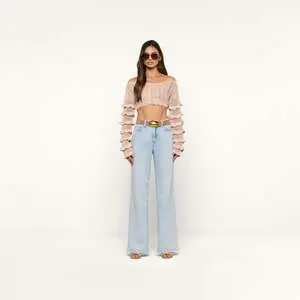 L'AGENCE Fey Crocheted Off-shoulder Top With Ruffle Accents