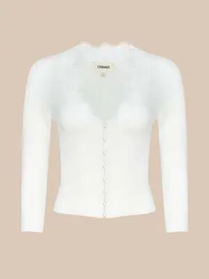 L'Agence Eluna Lace Inset Cardigan Top