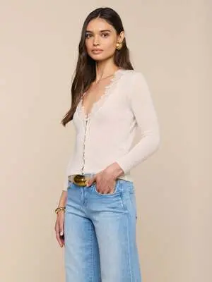 L'Agence Eluna Lace Inset Cardigan Top