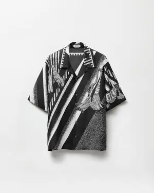 Versace Printed Silk Twill Shirt - Black