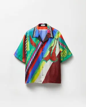 Versace Printed Silk Twill Shirt