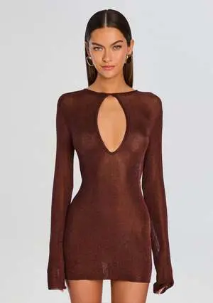 SEROYA Emeri Metallic Knit Mini Dress