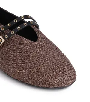 Alaïa Raffia And Leather Ballet Flats - Brown