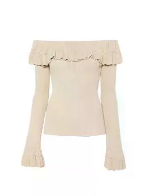 Blumarine Ruffled Off-shoulder Sweater