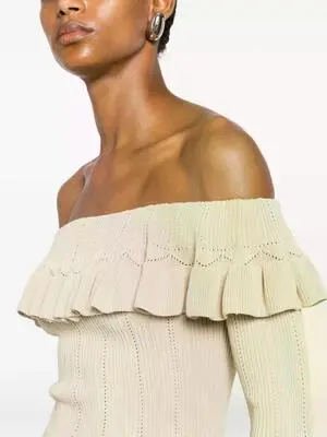 Blumarine Ruffled Off-shoulder Sweater