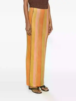 AGUA DE COCO Striped Metallic Effect Maxi Skirt