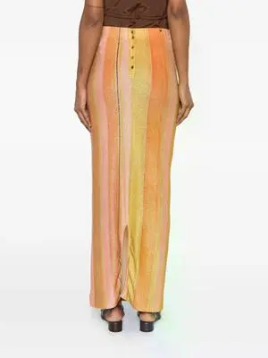 AGUA DE COCO Striped Metallic Effect Maxi Skirt