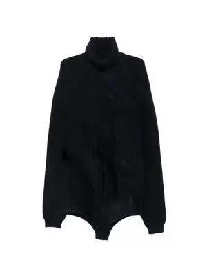 N°21 Ribbed Knit Roll Neck Bodysuit - Blue