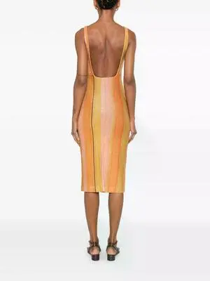AGUA DE COCO Striped Scoop-neck Midi Dress