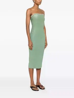 AGUA DE COCO Crochet Trim Strapless Midi Dress