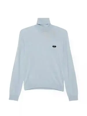 N°21 Logo Patch Turtleneck Sweater - Blue